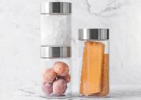 China Portable Small Sealable Glass Jars With Lids 180ml 330ml 500ml Cylindrical Shape for sale