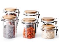 China Stainless Steel Buckle Glass Storage Containers High Borosilicate Glass for sale