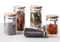 China Stainless Steel Buckle Glass Storage Containers High Borosilicate Glass for sale