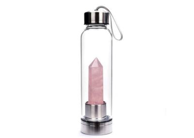 China High Borosilicate Glass Drinking Bottles With Hexagonal Crystal Column for sale