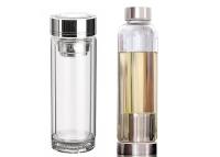 China 12 Oz Leak Proof Glass Water Bottle / Glass Sports Water Bottle for sale