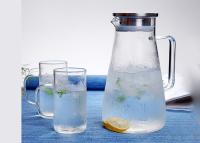 China 304 Stainless Steel Lid Clear Glass Water Pitcher , Hot Water Glass Pitcher for sale