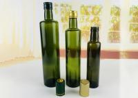China Clear Dark Green Glass Olive Oil Bottle With Aluminum Dropper Cap for sale