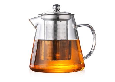 China Clear Heat Resistant Glass Teapot With Infuser Round Shape Square Shape for sale