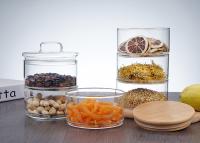 China Kitchen Wide Mouth Storage Jars With Bamboo Lid High Borosilicate for sale