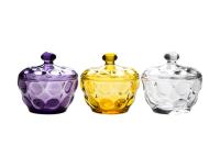China Household Decorative Wide Mouth Glass Jars Embossed Surface Handling for sale