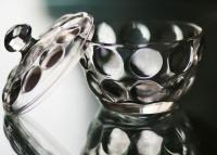 China Household Decorative Wide Mouth Glass Jars Embossed Surface Handling for sale