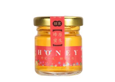 China Mini Glass Honey Jars , Empty Honey Bottles 25ml 35ml 75ml 100ml for sale