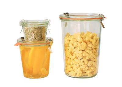 China Fancy Round Glass Food Storage Jars , Weck Glass Jars Heat Resistant Glass for sale