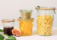 China Fancy Round Glass Food Storage Jars , Weck Glass Jars Heat Resistant Glass for sale