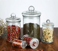China Household Clear Round Sealable Glass Jars Lead Free Fruit Storage for sale