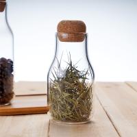 China 150 Ml 330 Ml Decorative Glass Bottles / Glass Storage Jars With Cork Lid for sale