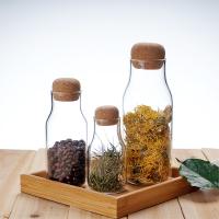 China 150 Ml 330 Ml Decorative Glass Bottles / Glass Storage Jars With Cork Lid for sale