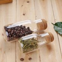 China 150 Ml 330 Ml Decorative Glass Bottles / Glass Storage Jars With Cork Lid for sale