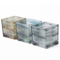 China Recycled Square Frosted Tealight Holders / Wedding Small Glass Candle Holders for sale