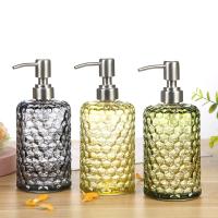 China Recyclable Glass Shampoo Bottles / Cylinder 500ml Liquid Glass Soap Bottle for sale