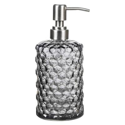 China Recyclable Glass Shampoo Bottles / Cylinder 500ml Liquid Glass Soap Bottle for sale