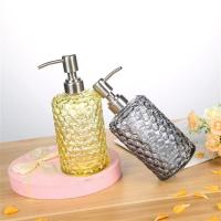 China Recyclable Glass Shampoo Bottles / Cylinder 500ml Liquid Glass Soap Bottle for sale