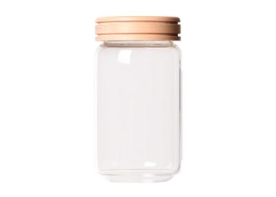 China Custom Sealable Glass Jars With Wood Lid 450ml 750ml 1550ml Food Container for sale