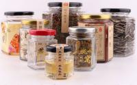 China Hexagonal Glass Honey Jars 45ml-730ml Food Container Lead Free Sealed Bottle for sale