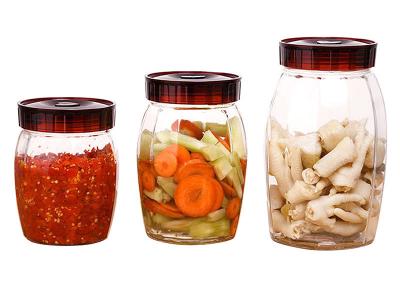 China Wide Mouth Mason Jar Glasses / Round Shape Glass Honey Jars 1.2L Capacity for sale