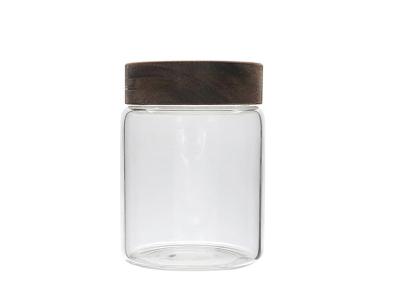 China Clear Borosilicate Empty Glass Jars With Sealed Bamboo Lid Durable for sale