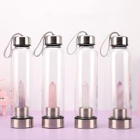 China 550 Ml Shatterproof Glass Water Bottle Gemstone Crystal Infused Energy Drink Use for sale