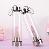 China 550 Ml Shatterproof Glass Water Bottle Gemstone Crystal Infused Energy Drink Use for sale
