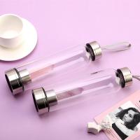 China 550 Ml Shatterproof Glass Water Bottle Gemstone Crystal Infused Energy Drink Use for sale
