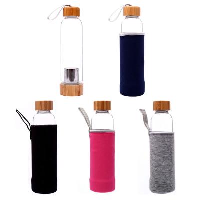 China Portable Tea Infuser Travel Unbreakable Glass Water Bottle With Filter for sale