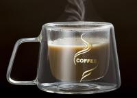 China Borosilicate Unique Double Wall Glass Coffee Cup Mugs Logo 200ml Capacity for sale