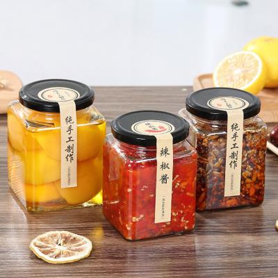 China Clear Square Shaped Jam Storage Tiny Glass Jars Machine Made OEM Service for sale
