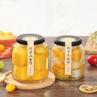 China Screw Cap Hexagonal Shaped Glass Storage Jars , Spice Jam Glass Honey Jars for sale