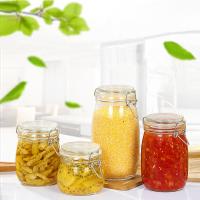 China Custom Size Airtight Thick Glass Food Storage Jars With Clip Top Caps for sale