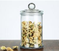China Jam Storage Cookie Glass Spice Jars Empty With Glass Caps , Round Shaped for sale