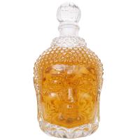China Buddha Head Shape Empty Glass Wine Bottles Unique 750ml For Vodka / Whisky With Stopper for sale