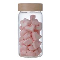 China High Borosilicate Empty Glass Jars Air Tight Storage Jars Containers With Wood Lid for sale