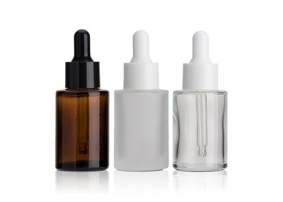 China Frosted Clear Amber Serum Glass Essential Oil Bottles 30ml Dropper Bottle for sale