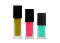 China Square Clear Round Cosmetic Glass Bottles 30ml Makeup Foundation Bottles for sale