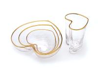 China Creative Heart Shape Empty Glass Jars Clear / Blue Glass Plate Sauce Fruit Bowl / Tray for sale