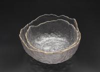 China Irregular Shape Empty Glass Jars Frosted Salad Bowl Decorative Crystal Fruit Bowl for sale