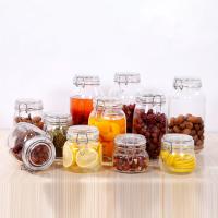China Stainless Steel Buckle Sealing Glass Storage Jar Round Square Food Tea Honey Bottle for sale