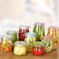 China Stainless Steel Buckle Sealing Glass Storage Jar Round Square Food Tea Honey Bottle for sale