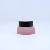 China Luxury Round Cosmetic Glass Bottles Frosted Pink Glass Bottle Eco - Friendly for sale