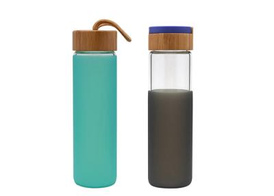 China Capacity 500ml Unbreakable Glass Water Bottle Borosilicate Bamboo Water Bottle for sale