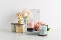 China Decorative Empty Glass Containers Wedding Candle Holder Square Shape for sale