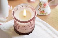 China Decorative Empty Glass Containers Wedding Candle Holder Square Shape for sale
