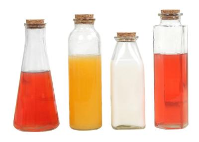 China Beverage Glass Juice Bottles 8oz 250mlwith Plastic / Aluminum Lid Clear Color for sale