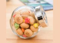 China Clear Flat Drum Shape Empty Glass Jars Food Storage For Candy / Spices for sale