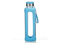 China Transparent Custom Unbreakable Glass Water Bottles With Sleeve Bpa free for sale